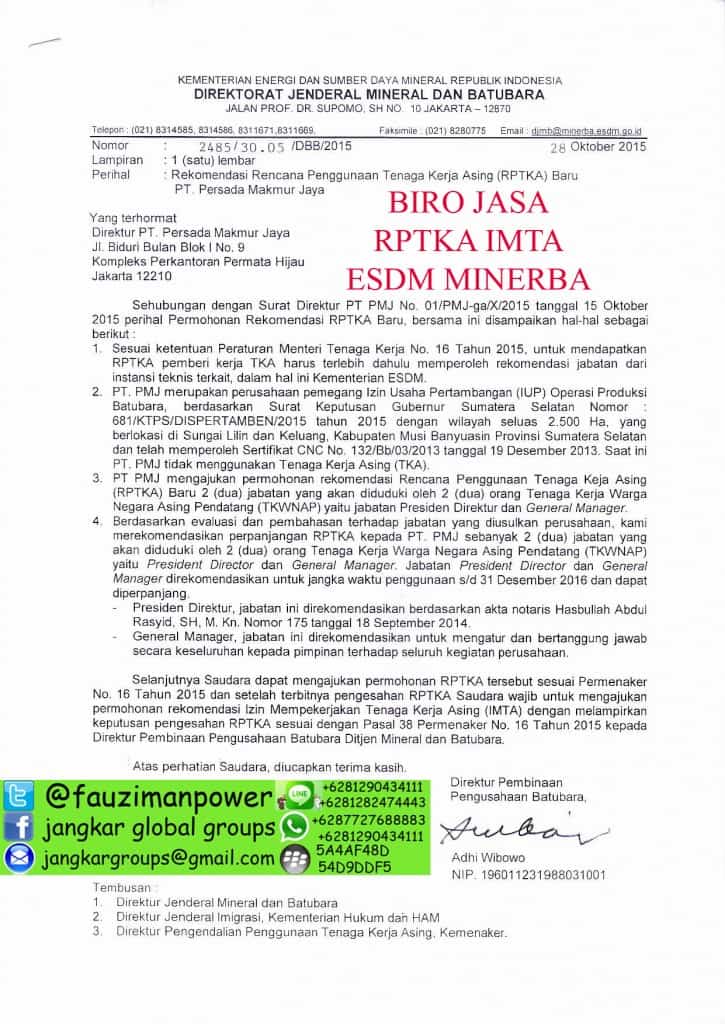 PERSYARATAN REKOMENDASI ESDM MINERBA